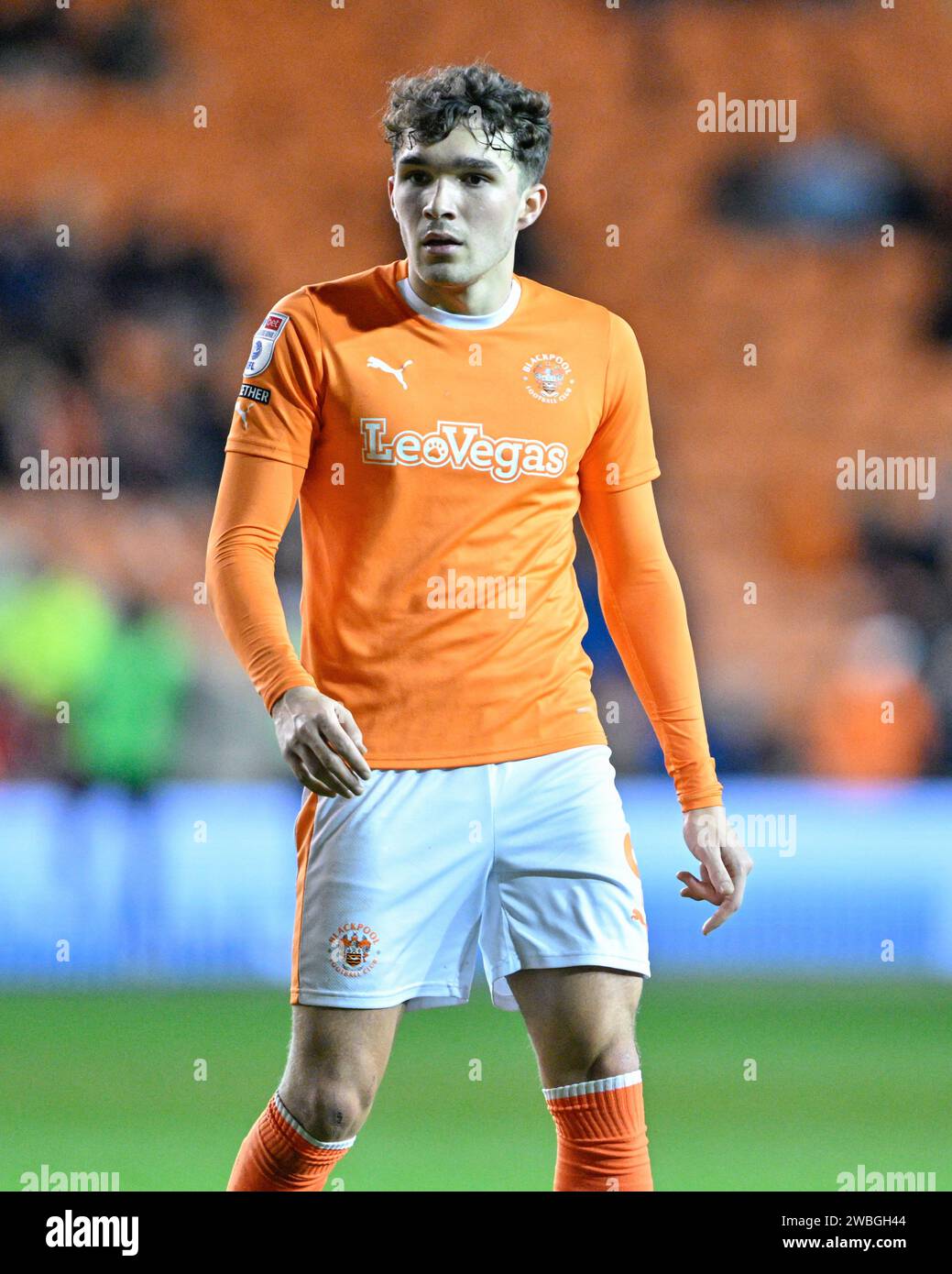 Blackpool, UK. 10th Jan, 2024. Kyle Joseph of Blackpool, during the ...