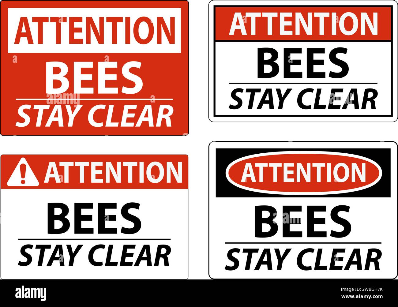 Attention Sign Bees - Stay Clear Stock Vector Image & Art - Alamy