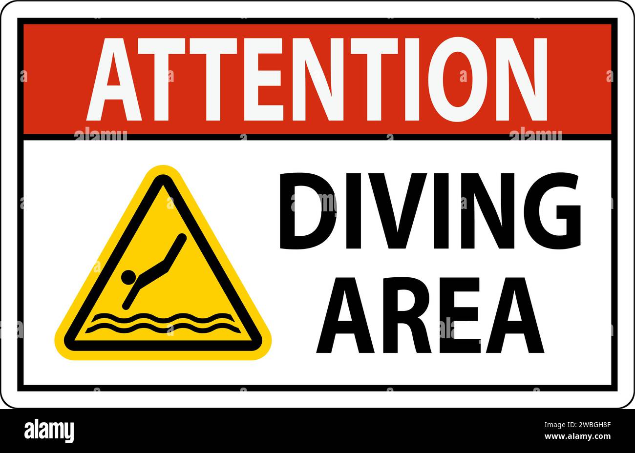 Water Safety Sign Attention - Diving Area Stock Vector Image & Art - Alamy