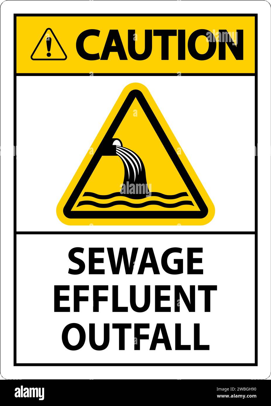 Water Safety Sign Caution - Sewage Effluent Outfall Stock Vector Image ...