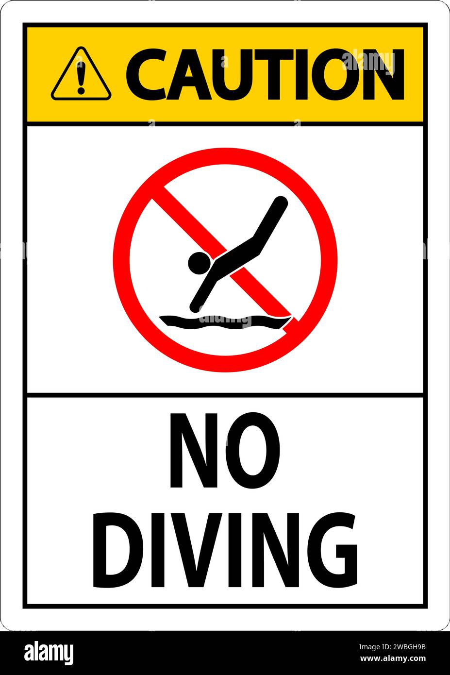 Swimming Pool Sign Caution No Diving Stock Vector Image & Art - Alamy
