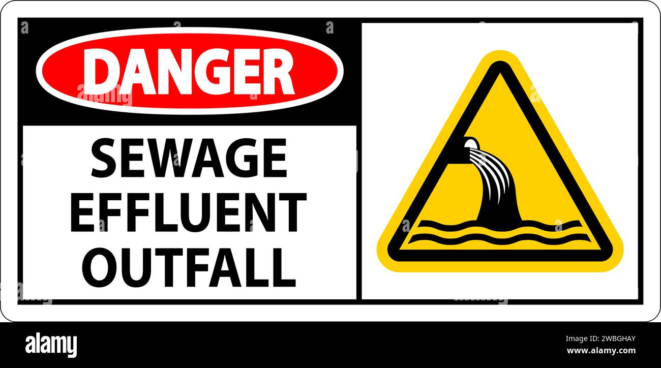 Water Safety Sign Danger - Sewage Effluent Outfall Stock Vector Image ...