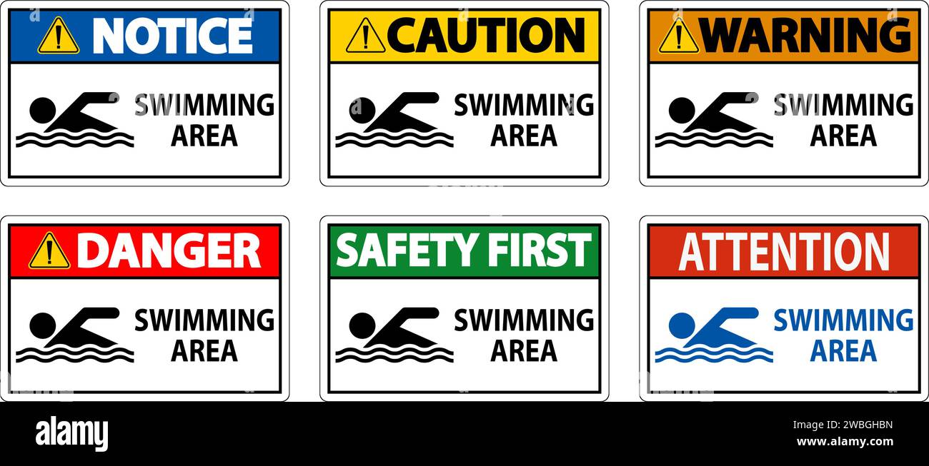 Water Safety Sign Notice -Swimming Area Stock Vector Image & Art - Alamy
