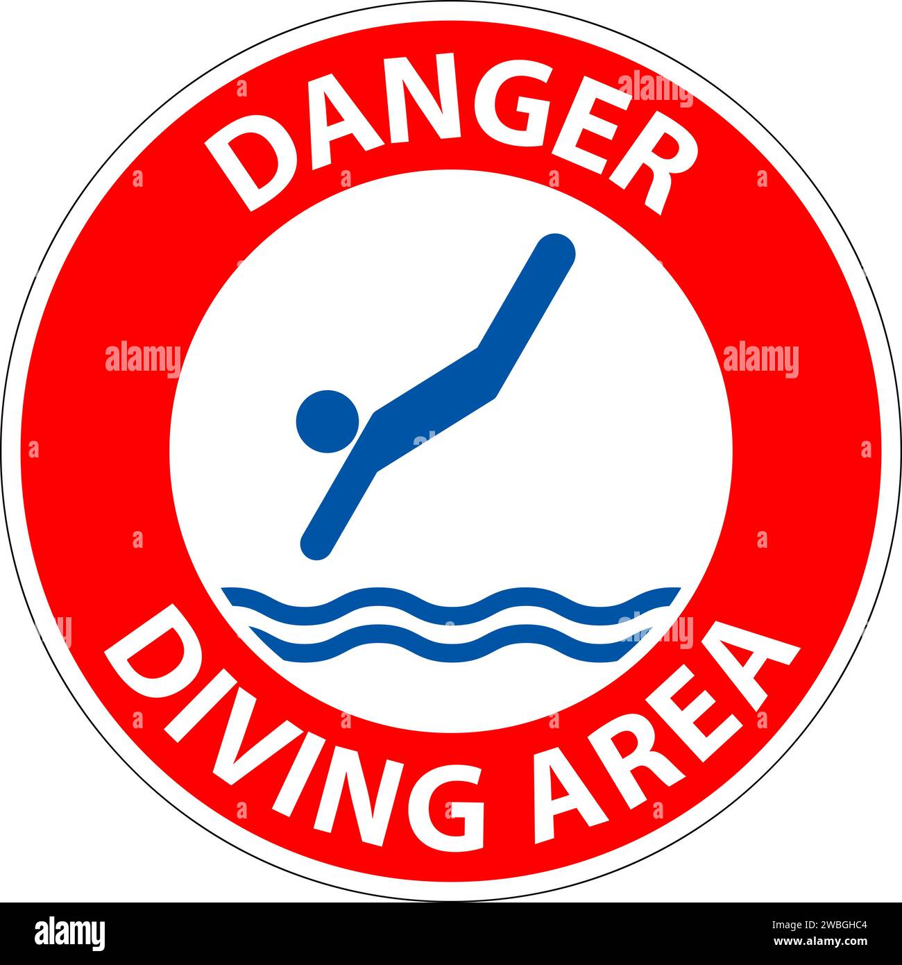 Water Safety Sign Danger - Diving Area Stock Vector Image & Art - Alamy