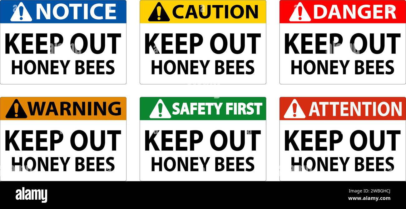 Caution Sign Keep Out - Honey Bees Stock Vector Image & Art - Alamy