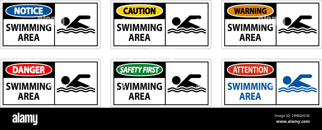 Water Safety Sign Notice -Swimming Area Stock Vector Image & Art - Alamy