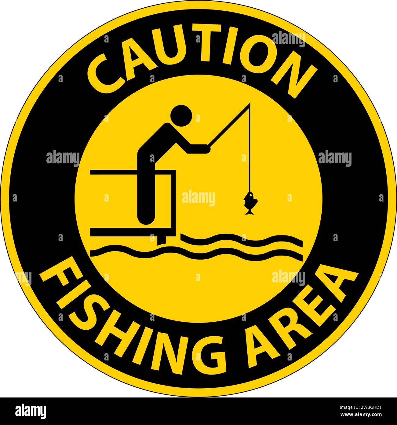 Water Safety Sign Caution -Fishing Area Stock Vector Image & Art - Alamy