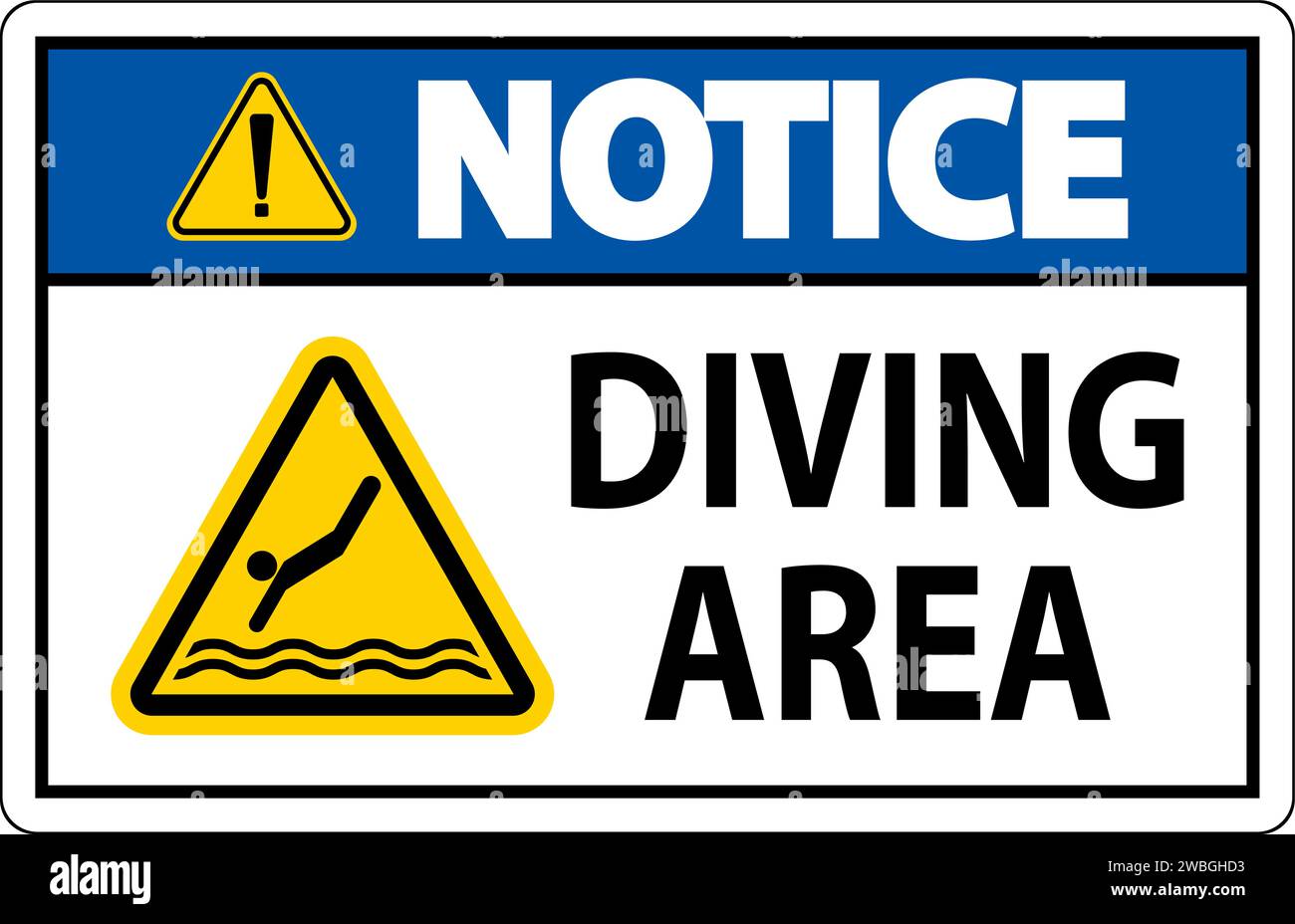 Water Safety Sign Notice - Diving Area Stock Vector Image & Art - Alamy