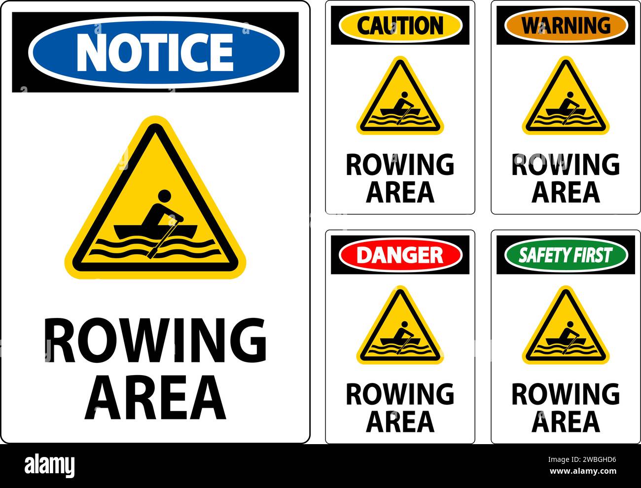 Water Safety Sign Warning - Rowing Area Stock Vector Image & Art - Alamy