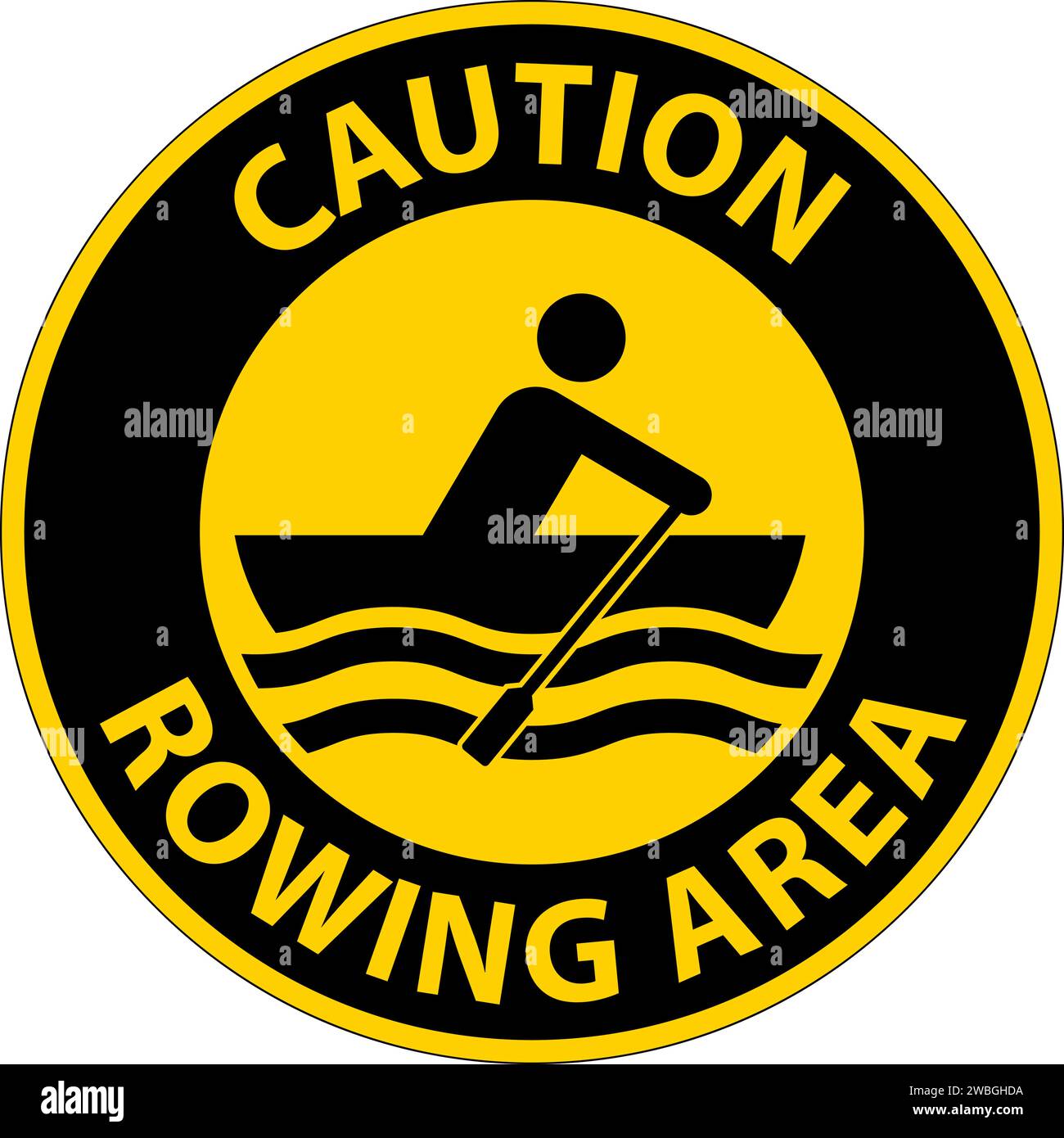 Water Safety Sign Caution - Rowing Area Stock Vector Image & Art - Alamy