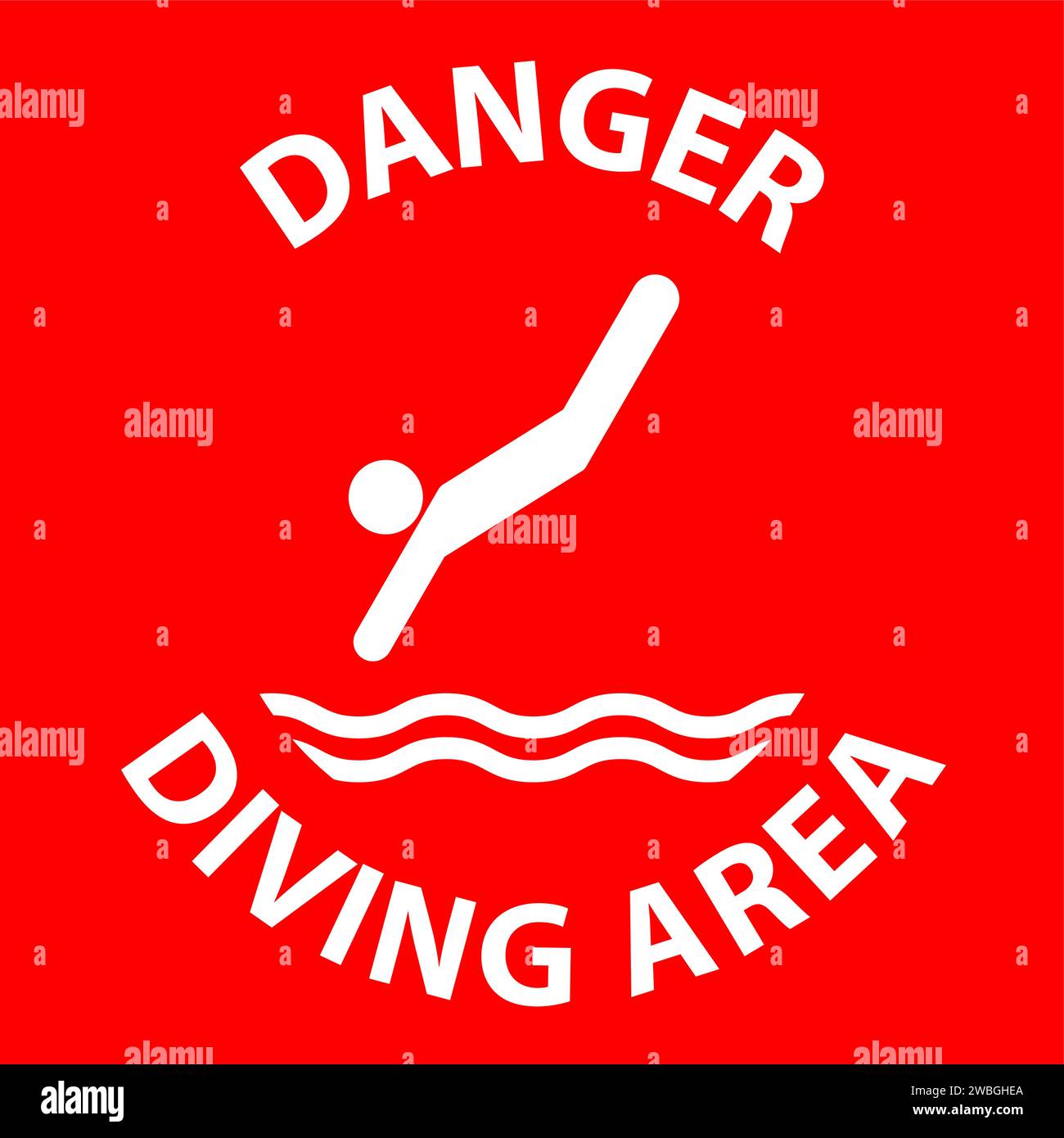 Water Safety Sign Danger - Diving Area Stock Vector Image & Art - Alamy