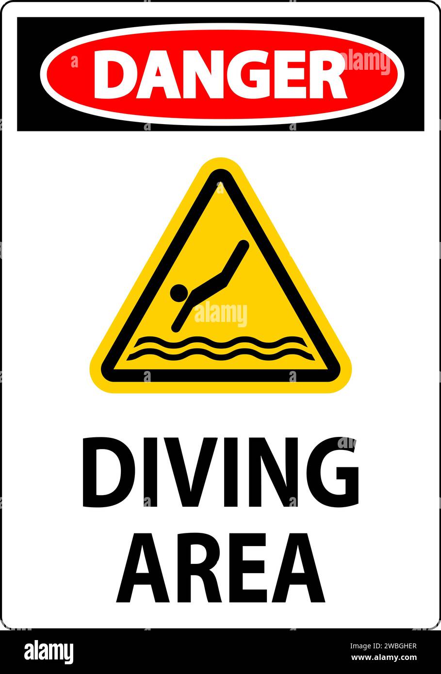 Water Safety Sign Danger - Diving Area Stock Vector Image & Art - Alamy
