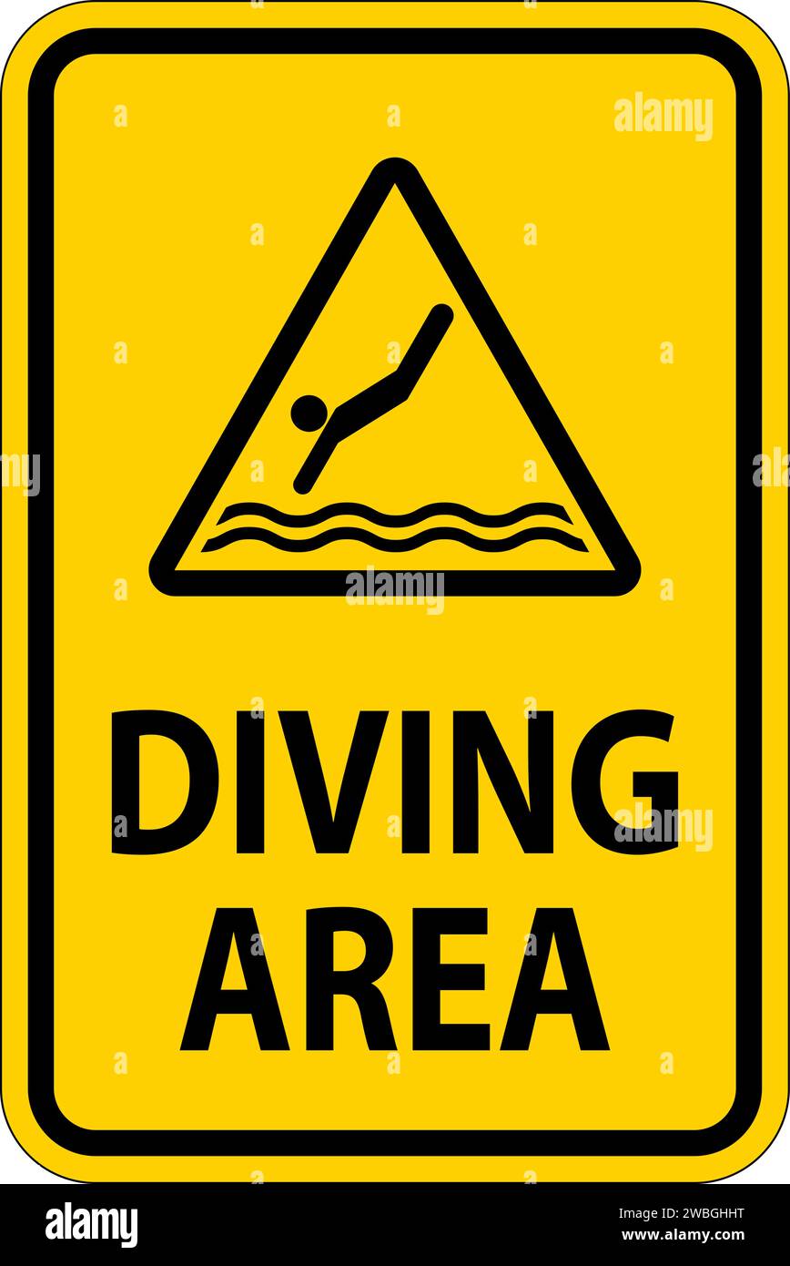 Water Safety Sign Caution - Diving Area Stock Vector Image & Art - Alamy