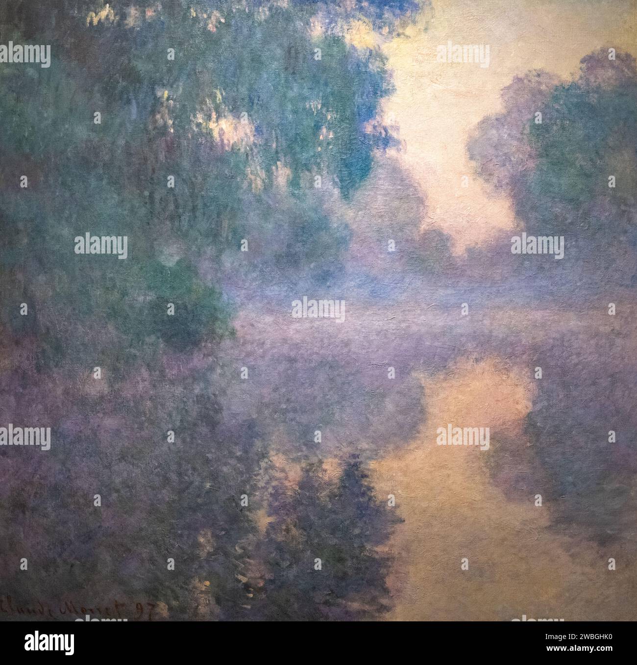 Painting, "Arms of the Seine near Giverny, Rising Sun" by Claude Monet ...