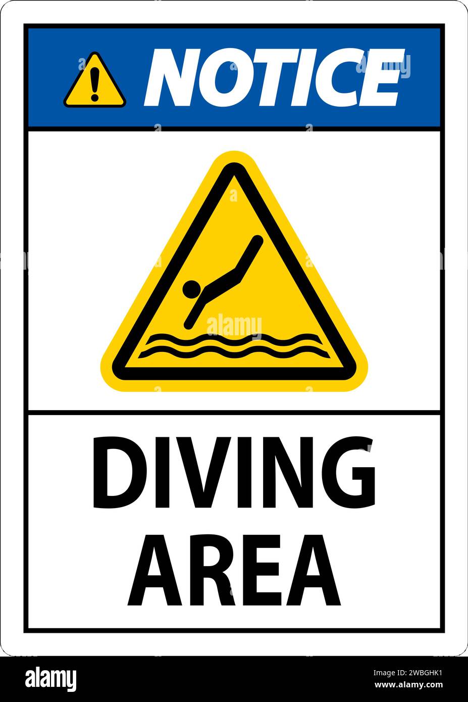 Water Safety Sign Notice - Diving Area Stock Vector Image & Art - Alamy