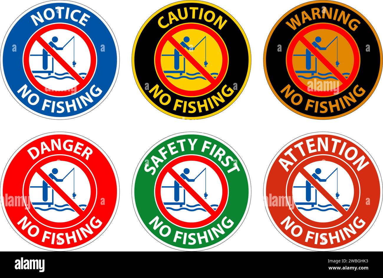 Water Safety Sign Attention, No Fishing Stock Vector Image & Art - Alamy