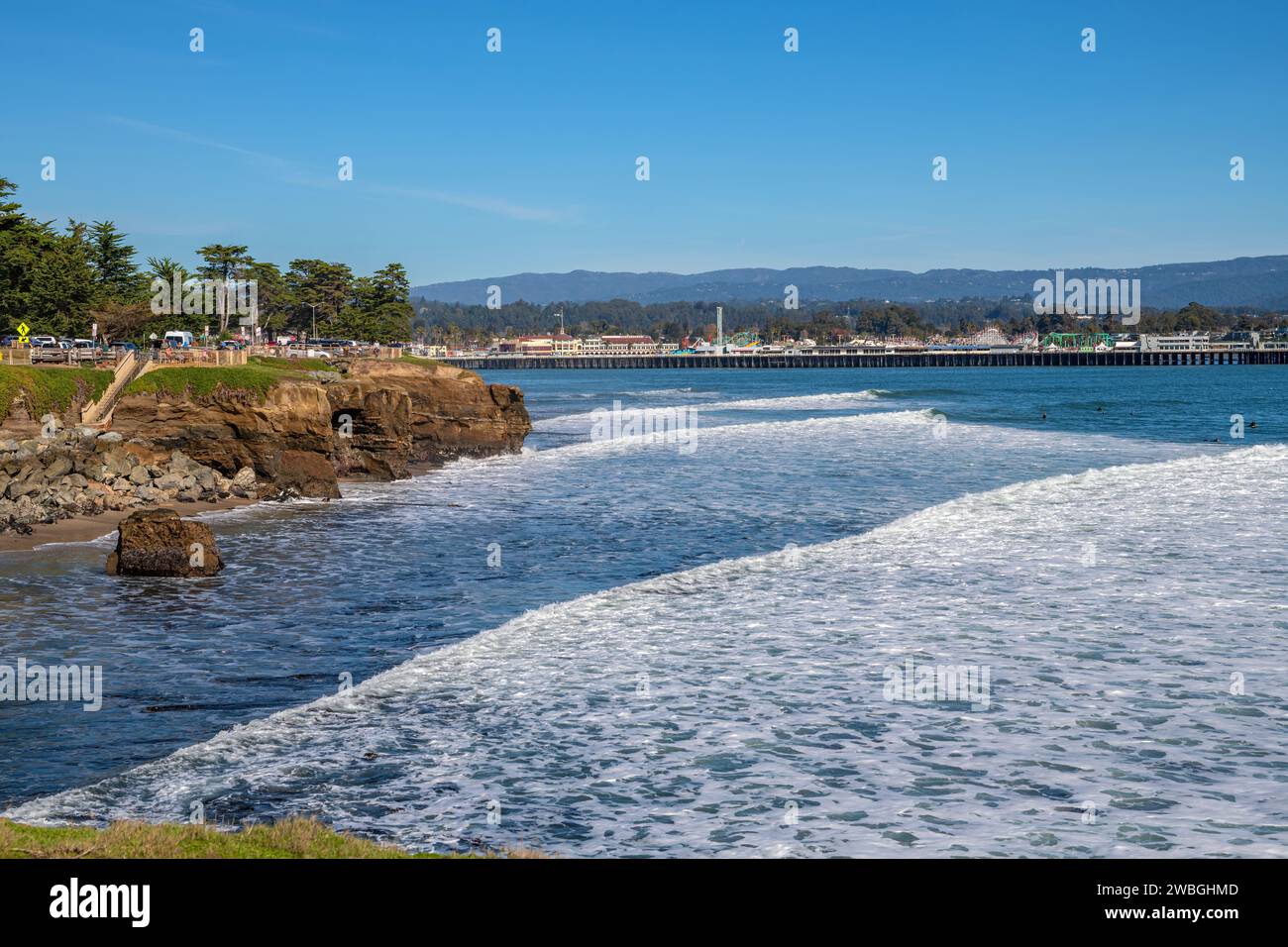 Pier and coastline view in Santa Cruz California state Stock Photo - Alamy