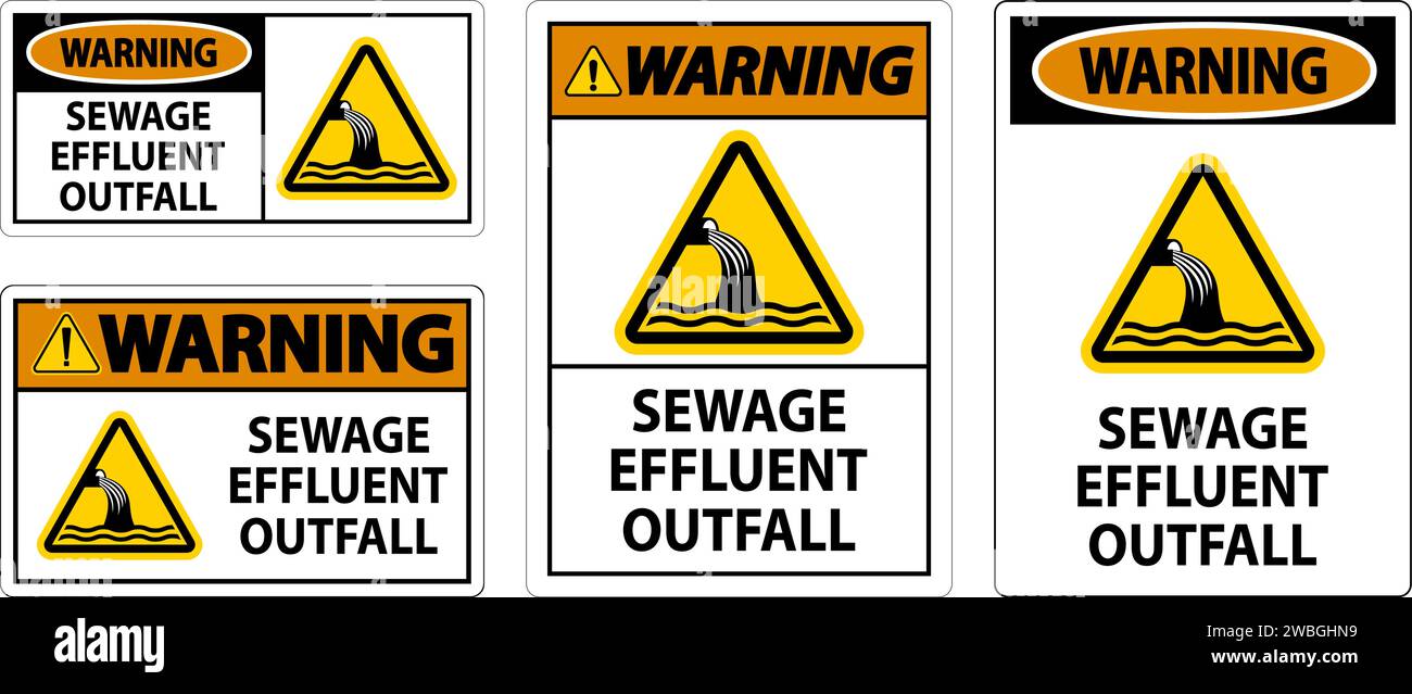 Water Safety Sign Warning - Sewage Effluent Outfall Stock Vector Image ...