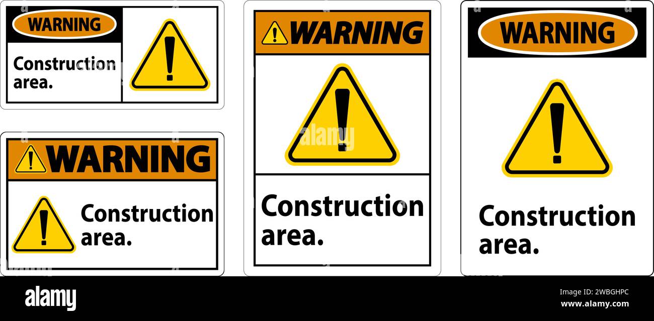 Warning Sign Construction Area Stock Vector Image & Art - Alamy