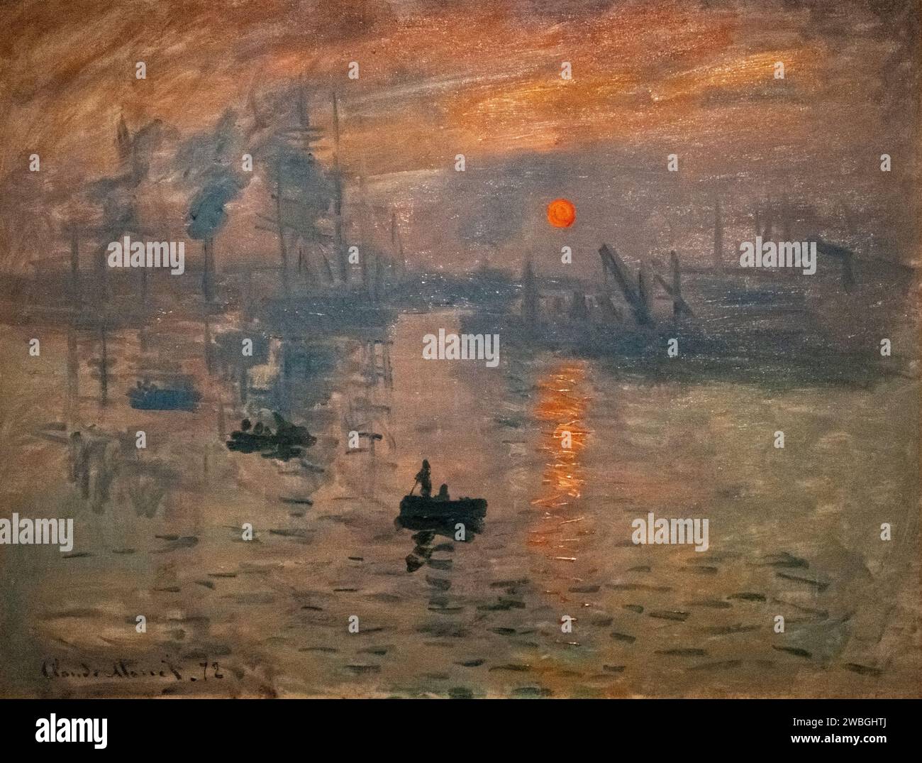 painting, "Sunrise" of the port near Hotel Le Havre by Claude Monet in ...