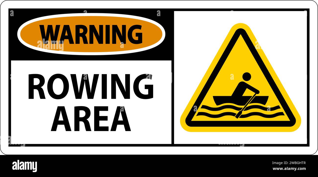 Water Safety Sign Warning - Rowing Area Stock Vector Image & Art - Alamy