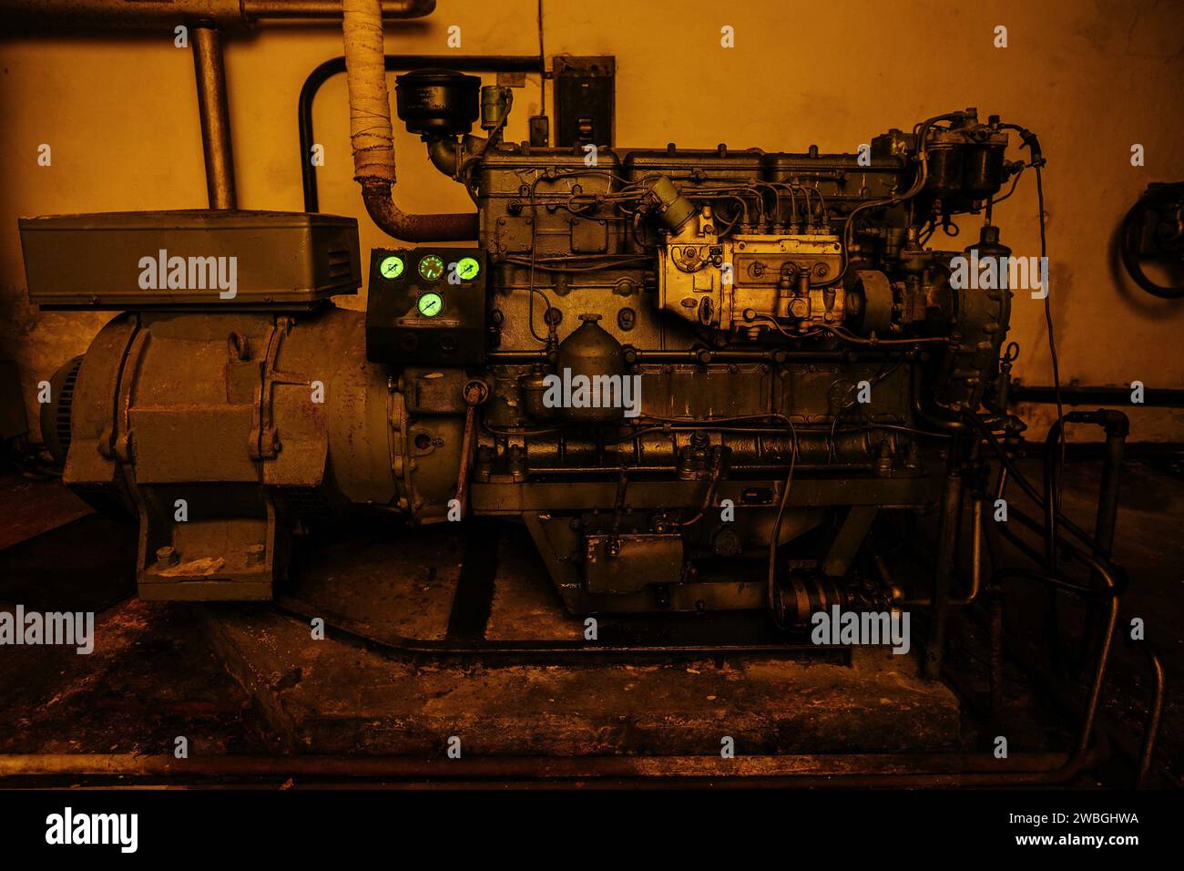 Old rusty diesel power generator in abandoned Soviet bunker Stock Photo ...
