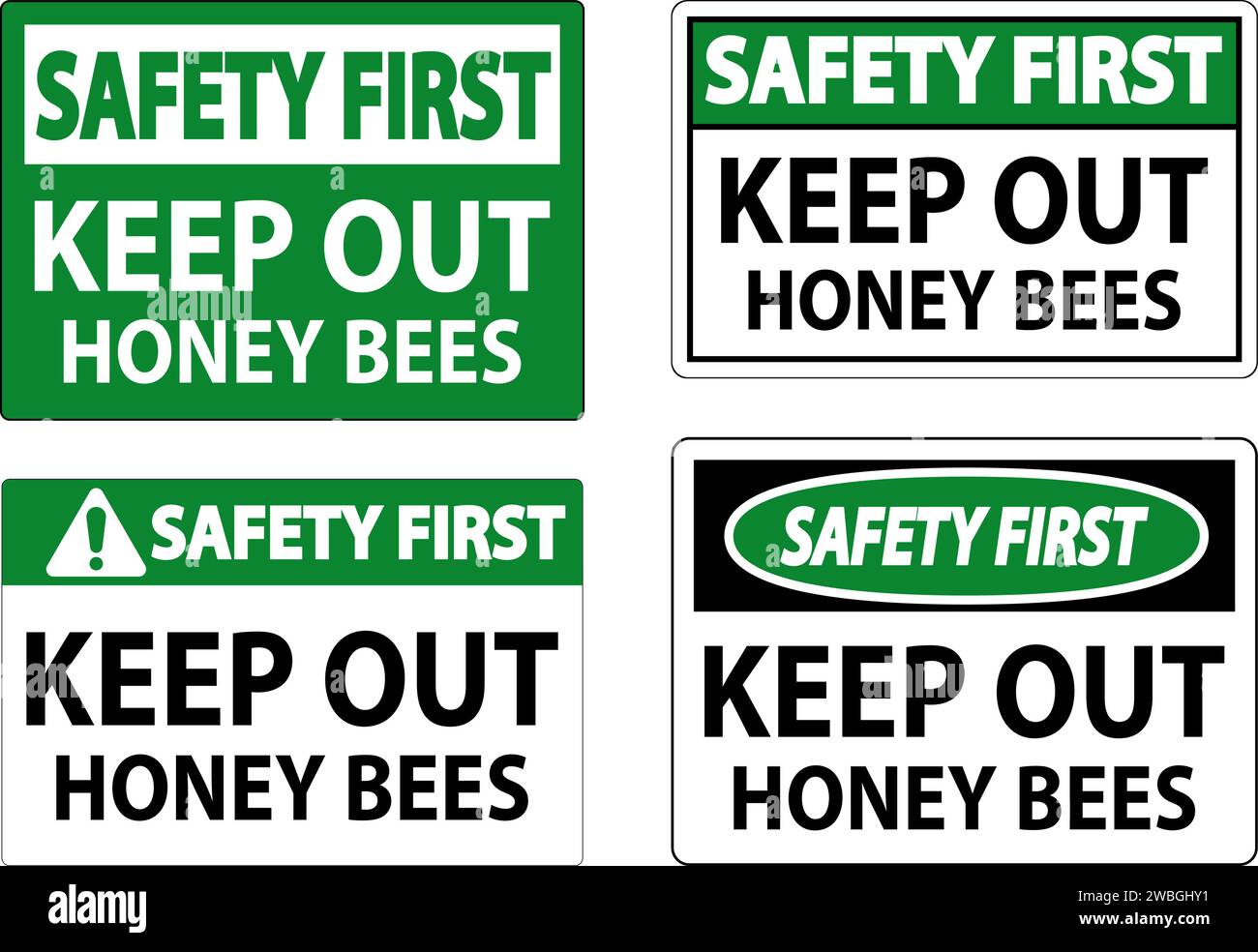 Safety First Sign Keep Out - Honey Bees Stock Vector Image & Art - Alamy
