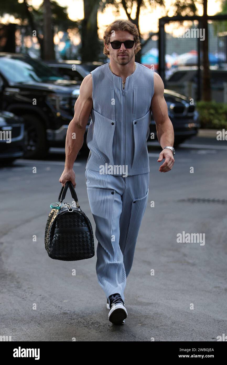Miami Dolphins wide receiver Braxton Berrios (0) arrives at the stadium ...