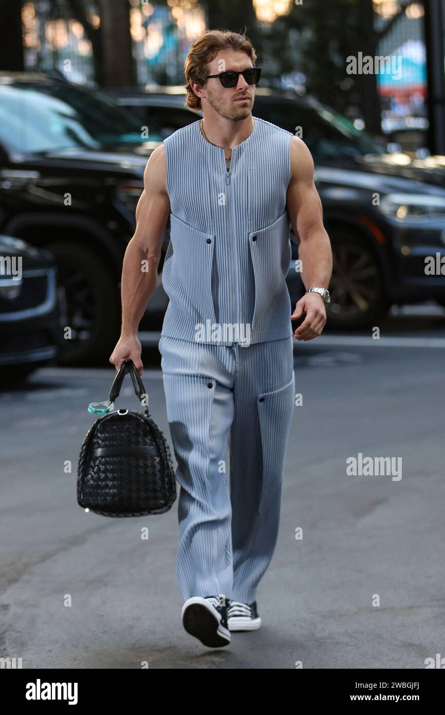 Miami Dolphins wide receiver Braxton Berrios (0) arrives at the stadium ...