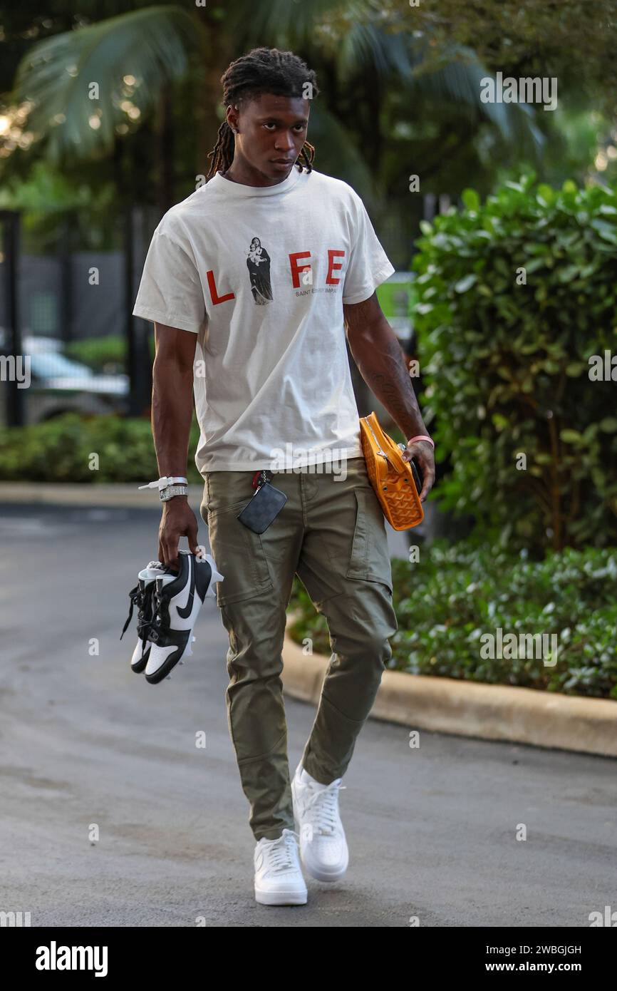 Miami Dolphins cornerback Cam Smith (24) arrives at the stadium for an ...