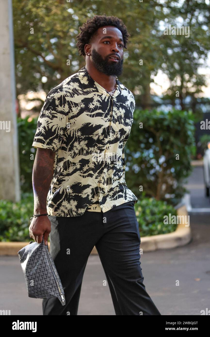 Miami Dolphins linebacker David Long Jr. (51) arrives at the stadium ...