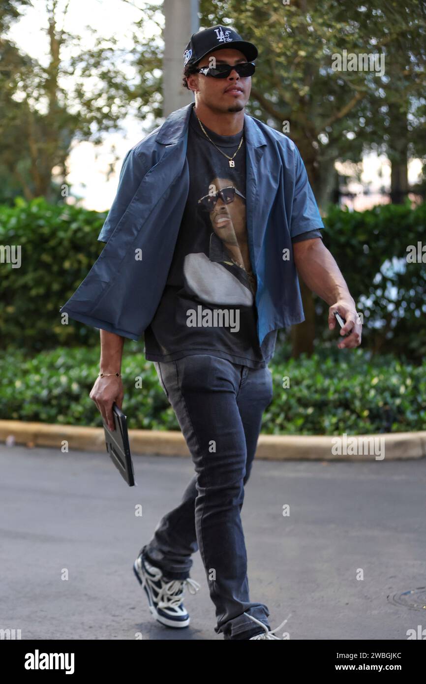 Miami Dolphins linebacker Cameron Goode (53) arrives at the stadium for ...