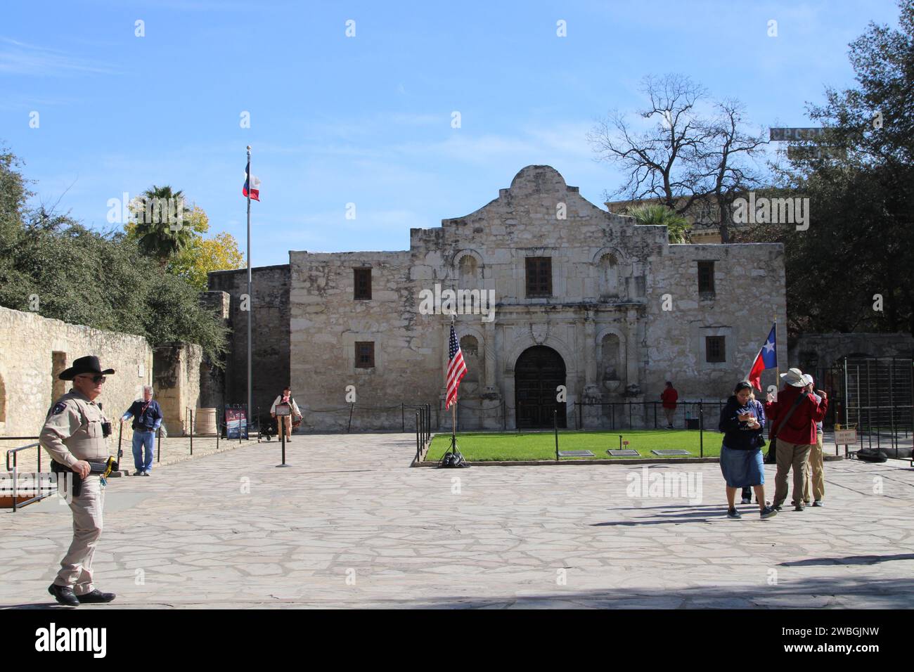 San Antonio, USA. 10th Jan, 2024. An Alamo Ranger patrols in front of ...