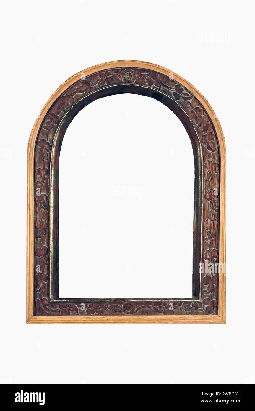 Photo frame arched curve wooden floral ornamental vintage isolated ...