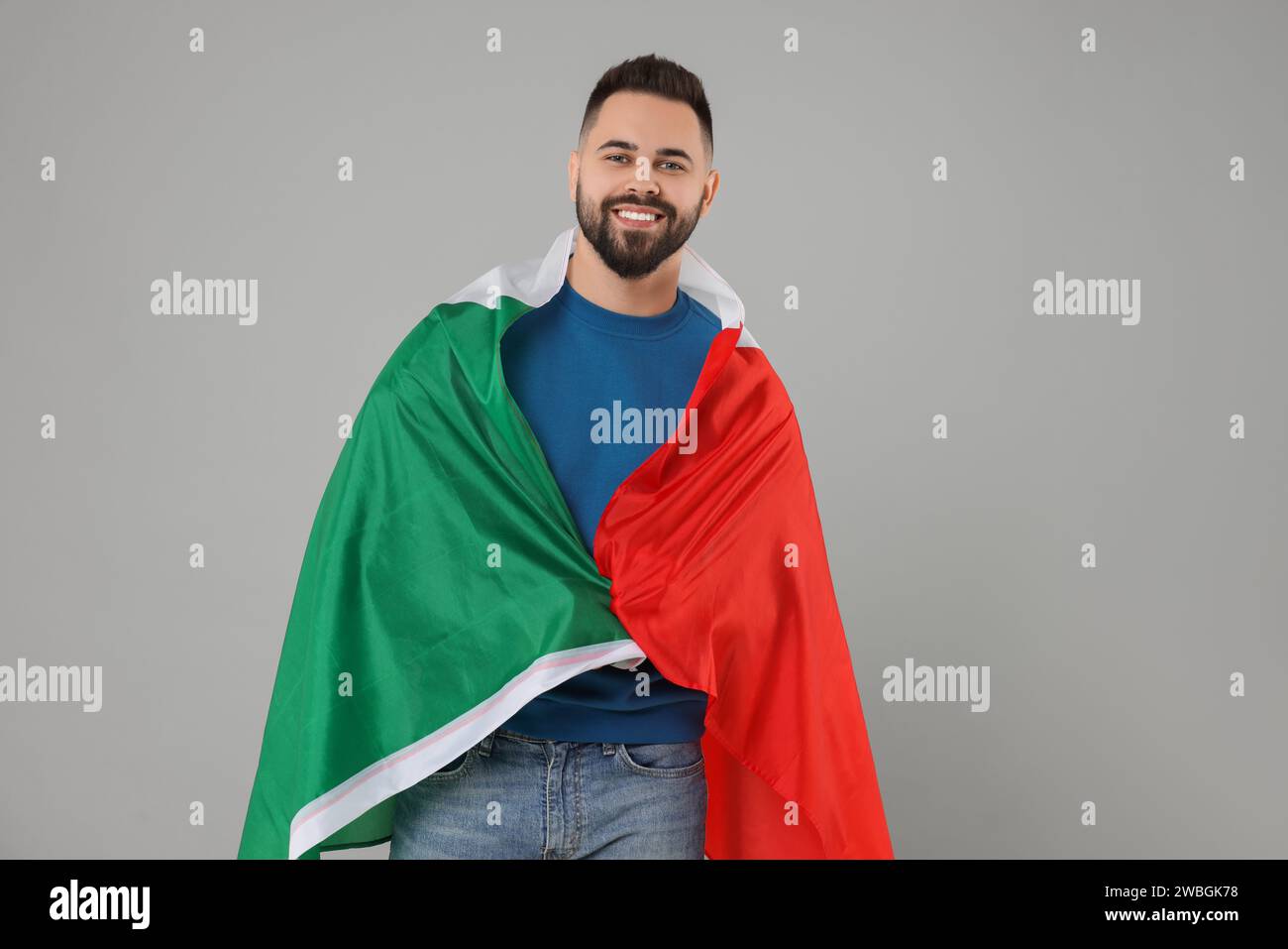 Portrait man holding italian flag hi-res stock photography and images ...