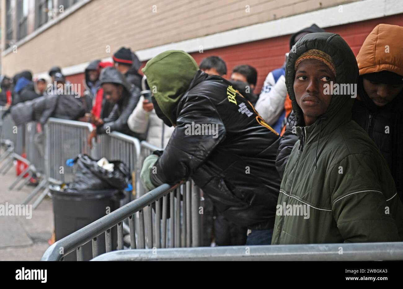 New York, New York, USA. 10th Jan, 2024. Migrants that have been bused ...