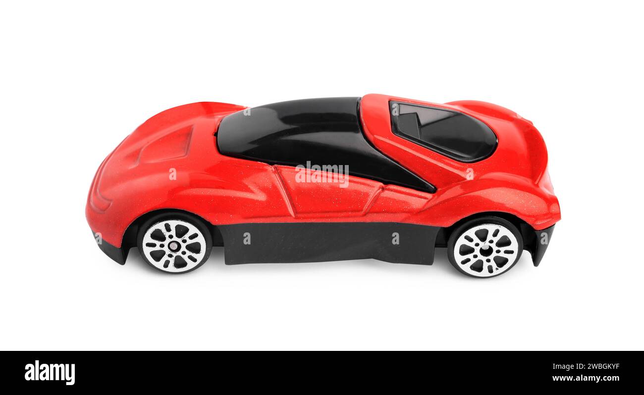One red car isolated on white. Children`s toy Stock Photo - Alamy