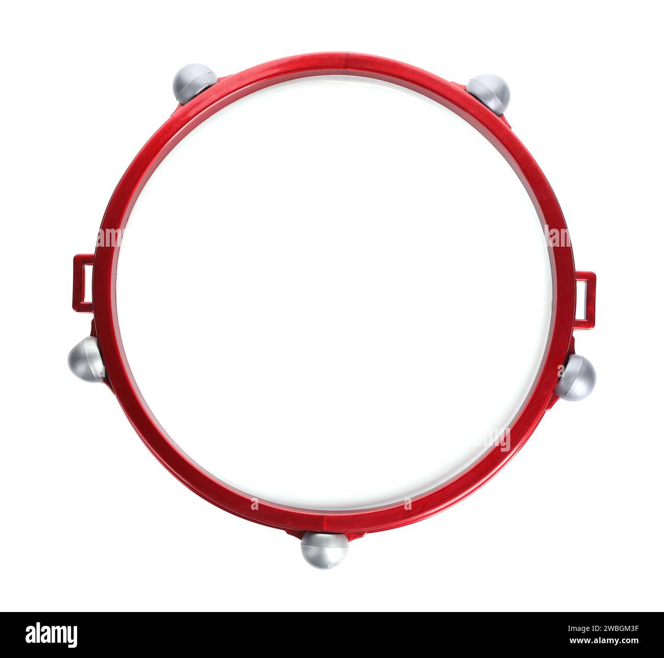 One drum isolated on white, top view. Percussion musical instrument ...