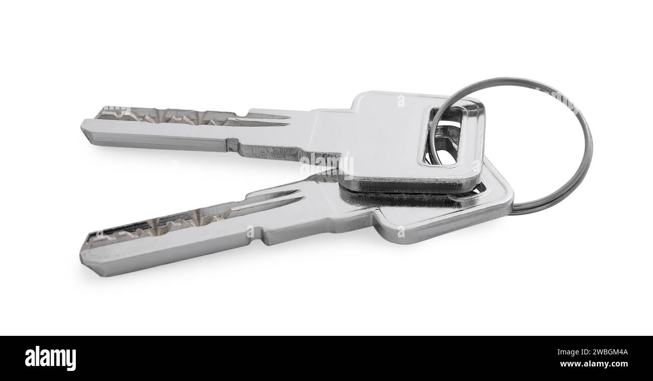 Two keys with ring isolated on white Stock Photo - Alamy