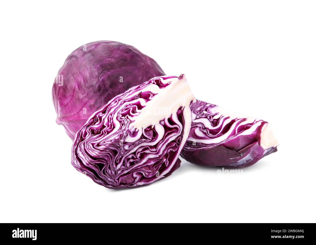 Whole and cut fresh red cabbages isolated on white Stock Photo - Alamy