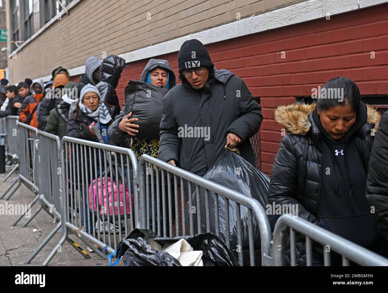 New York, New York, USA. 10th Jan, 2024. Migrants that have been bused ...