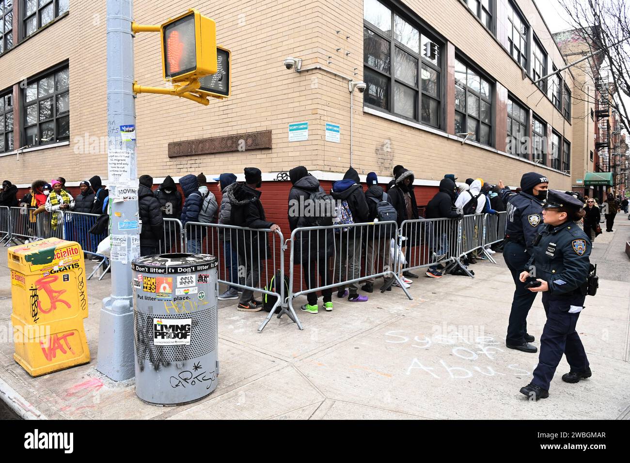 New York, New York, USA. 10th Jan, 2024. Migrants that have been bused ...