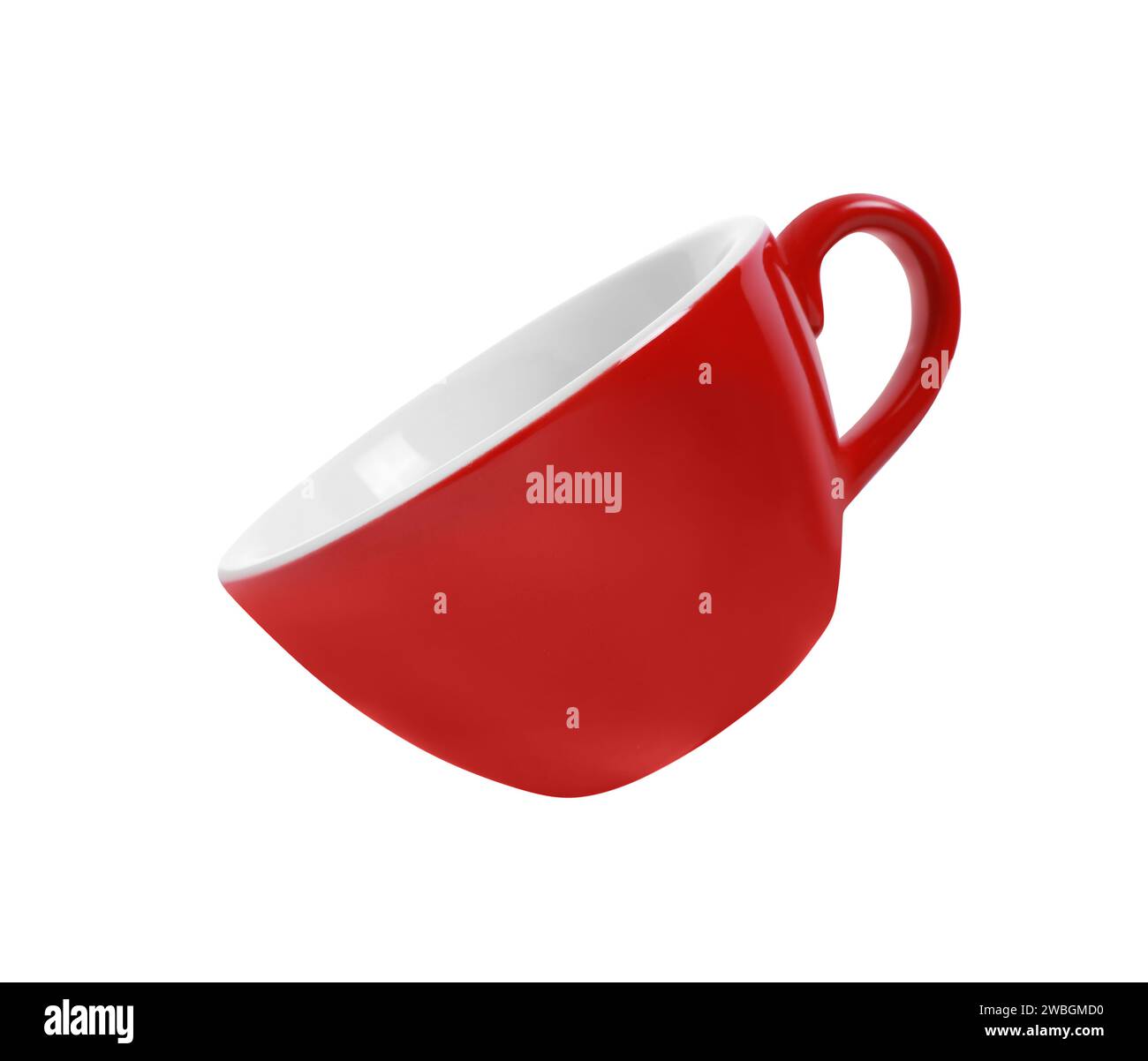 One red ceramic cup isolated on white Stock Photo - Alamy