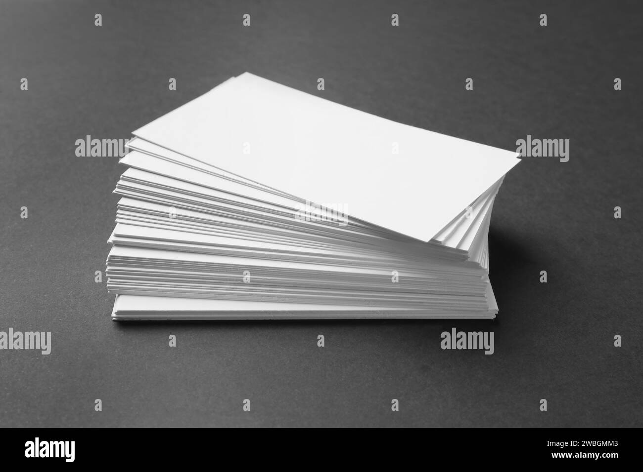Blank business cards on dark grey background. Mockup for design Stock ...