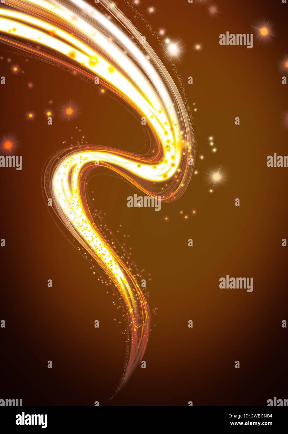 Magic light trace and enchanted lights on orange gradient background ...