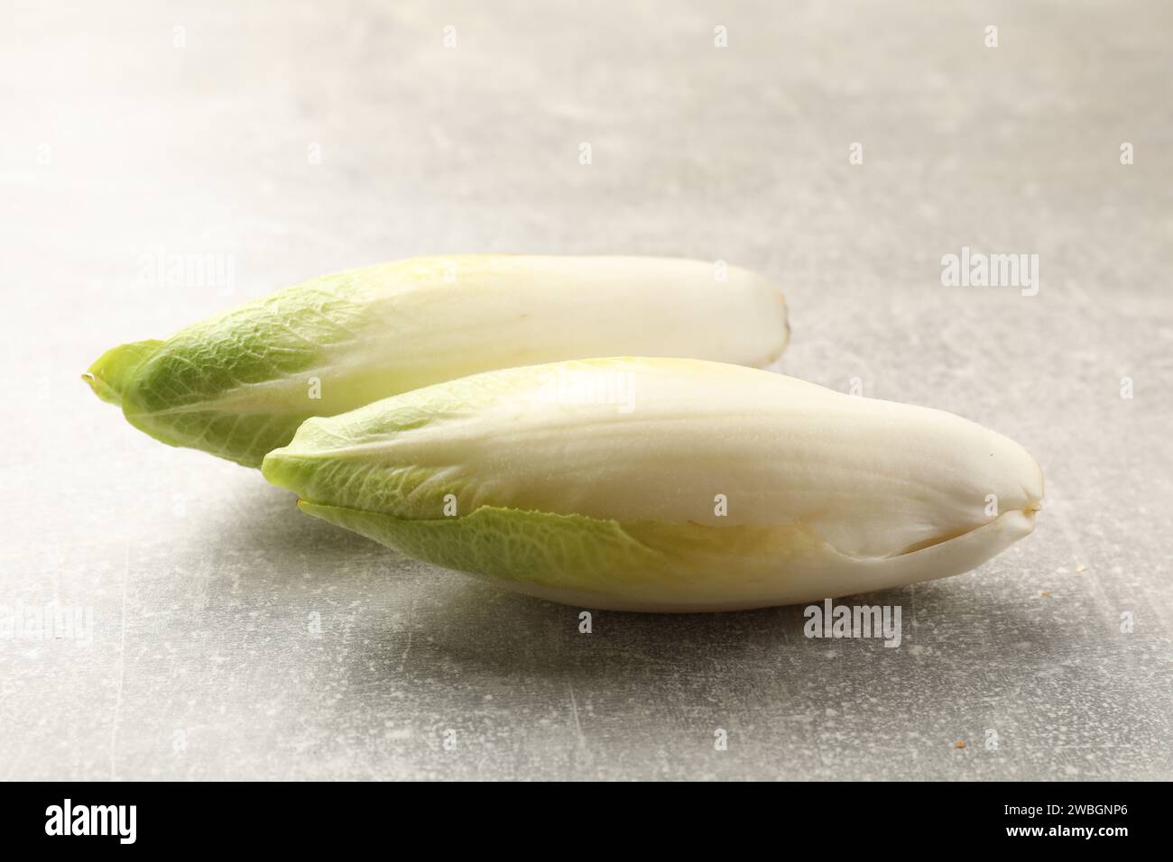 Fresh raw Belgian endives (chicory) on light grey table Stock Photo - Alamy