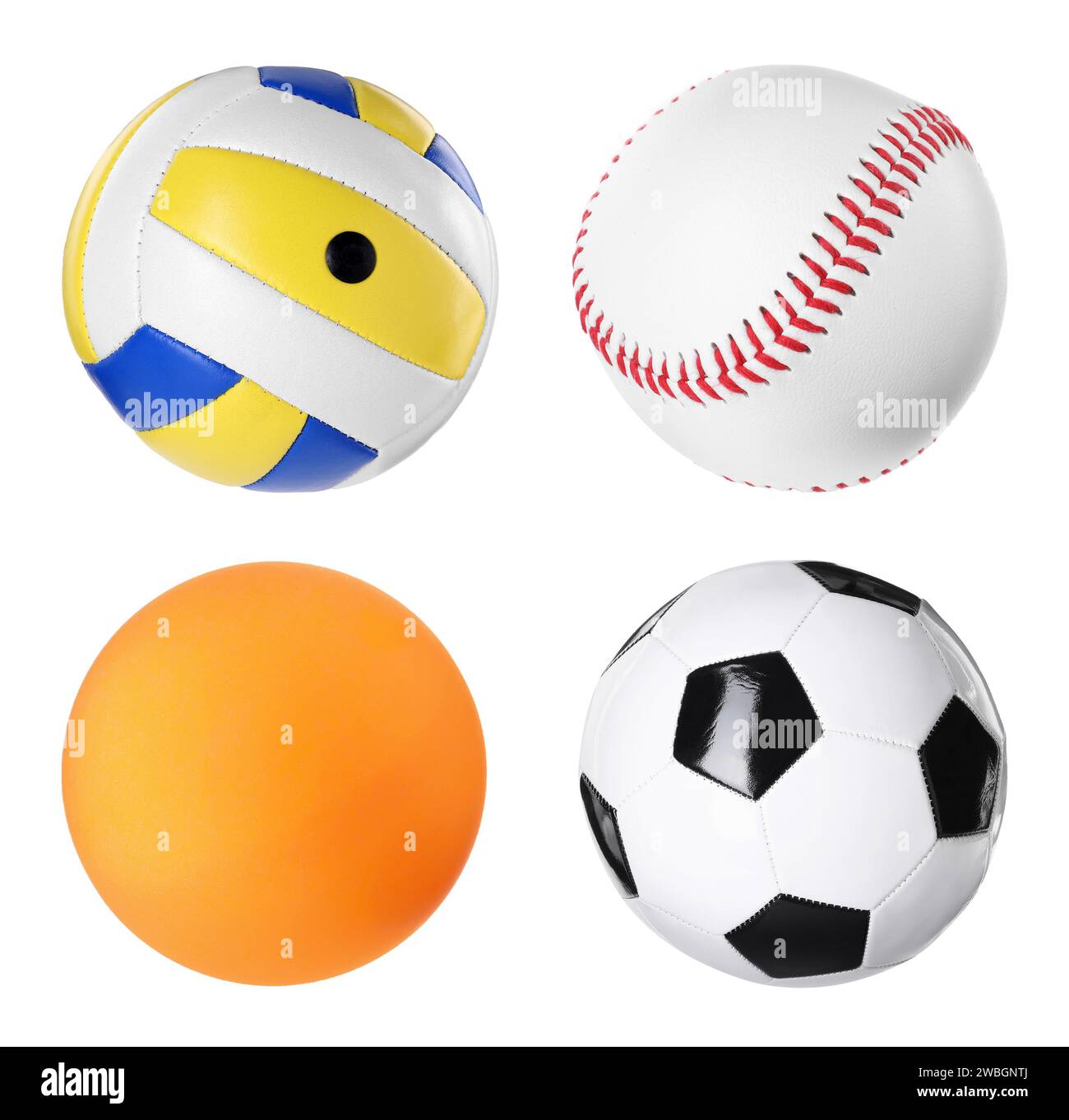 Different balls for various sports isolated on white, collection Stock ...