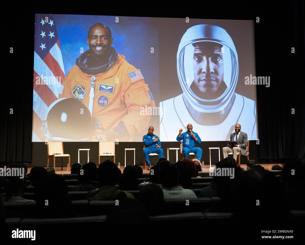 NASA astronaut Victor Glover, left, retired NASA astronaut Leland ...