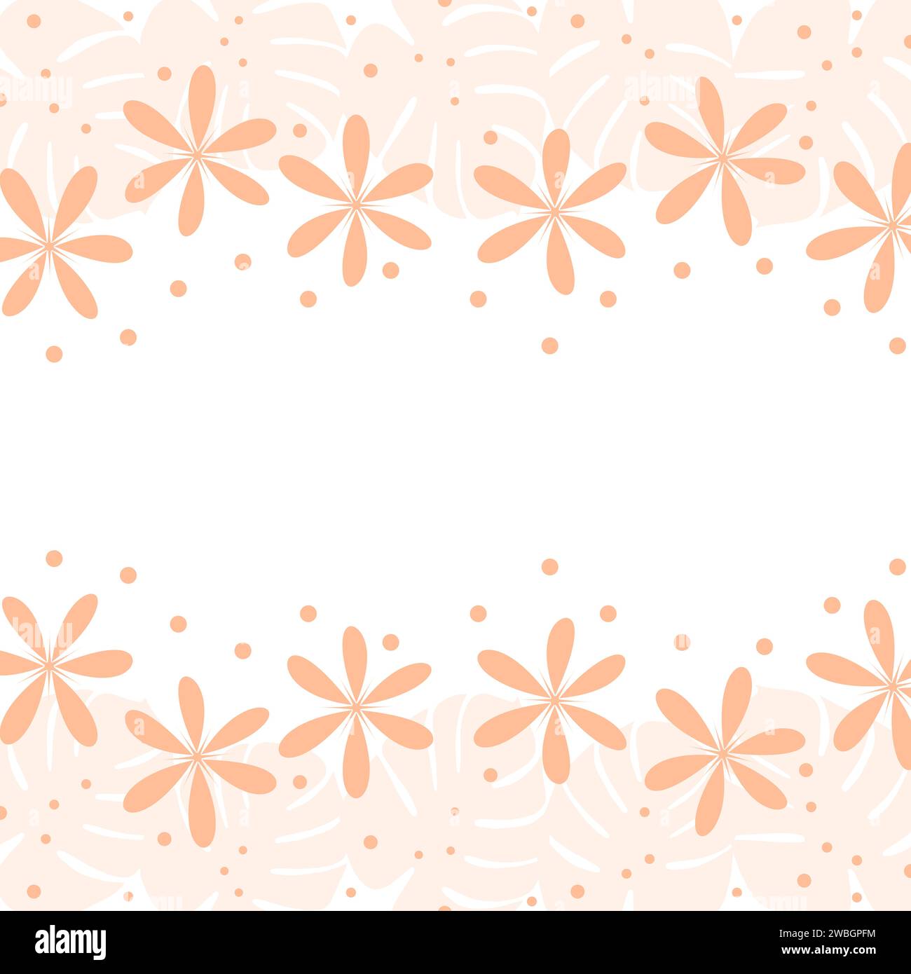 Abstract double sided flower frame with top and bottom borders with ...