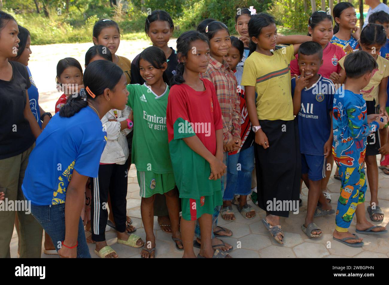 School children playing at break time, Beng Mealea, Cambodia Stock ...